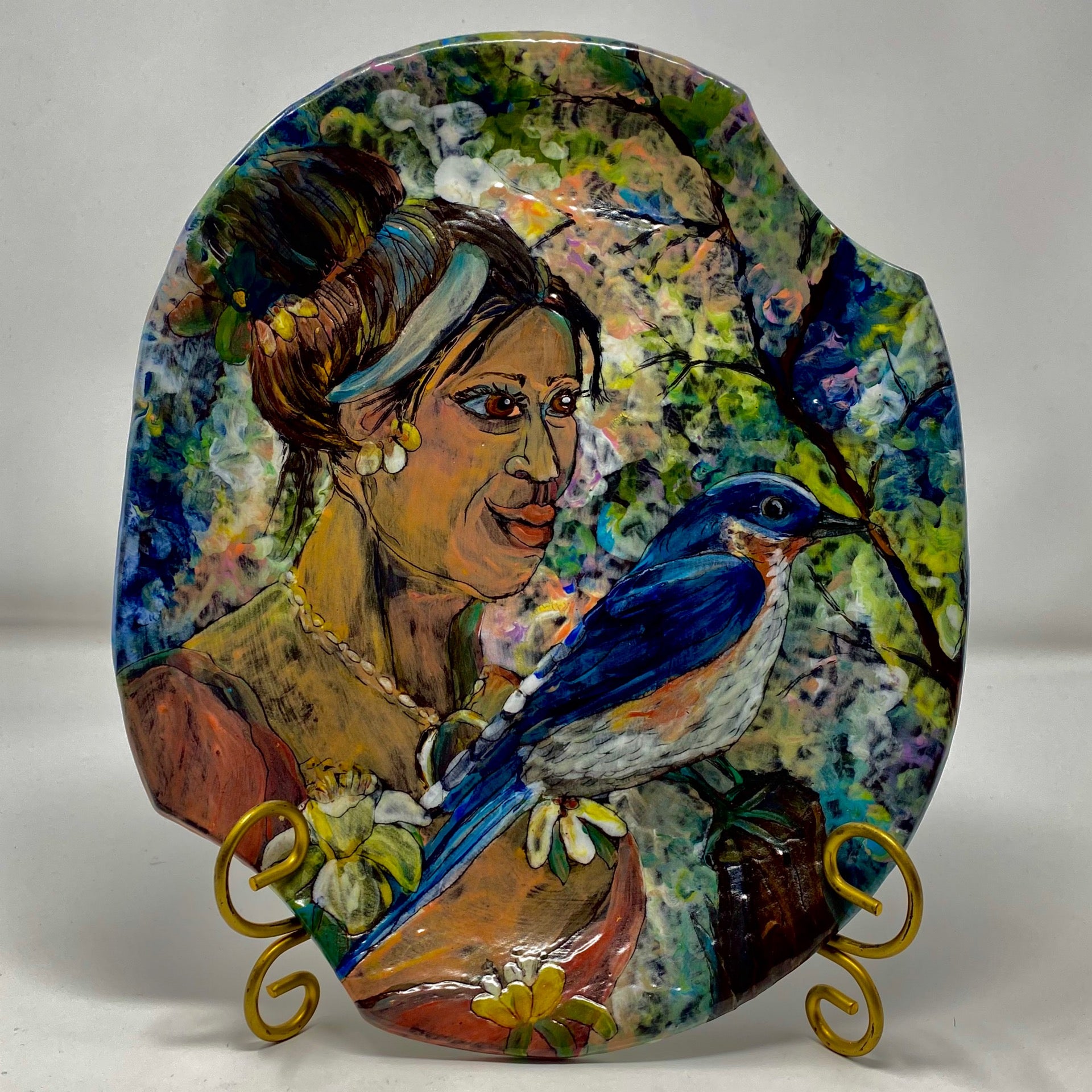 1105 C | Lady Bluebird Platter | Appalachian Arts Craft Center